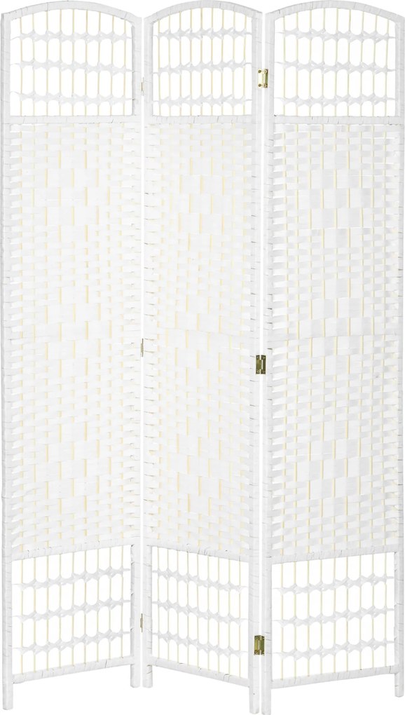 HOMCOM 3-panelová příčka 120x170 cm skládací rozdělení místnosti s dekorací z papírního lana a dřevěným rámem pro ložnici a obývací pokoj