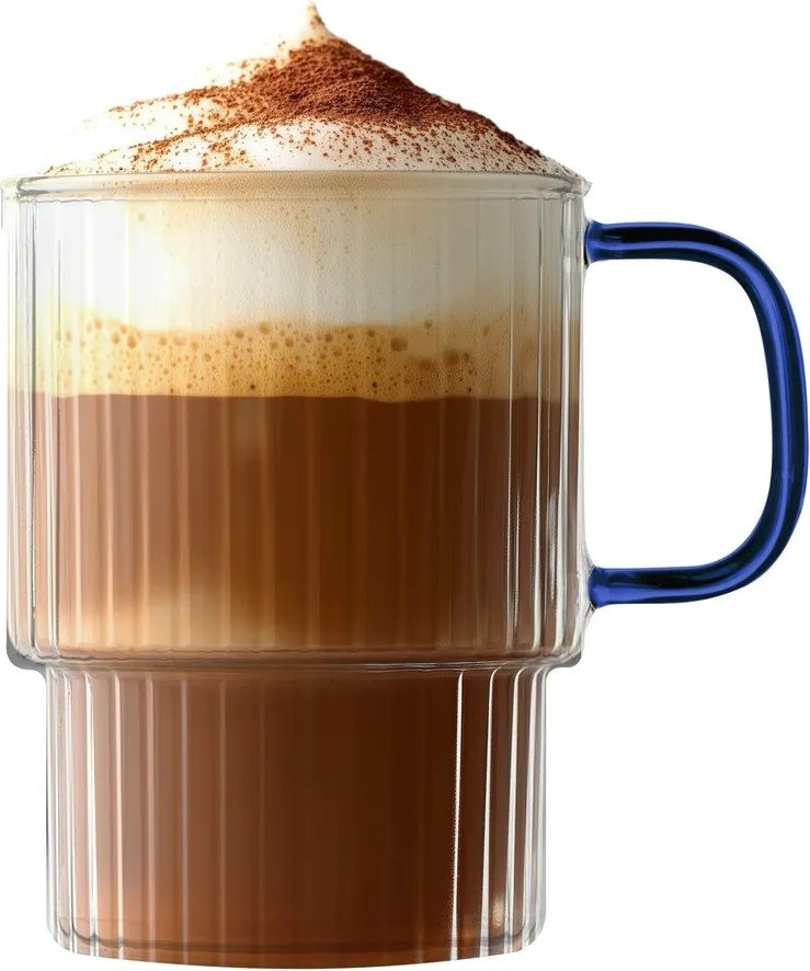Modré skleněné hrnky v sadě 2 ks na cappuccino 350 ml Livio – Vialli Design