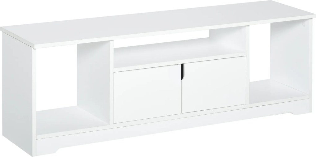 HOMCOM TV Stánek pro TV do 42" Moderní TV Stánek s Dvojitými Dveřmi a 3 Otevřenými Přihrádkami 120x30x41cm Bílý