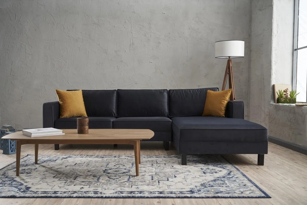 Hanah Home Sametová pohovka KALE antracit pravá 825BLC2720