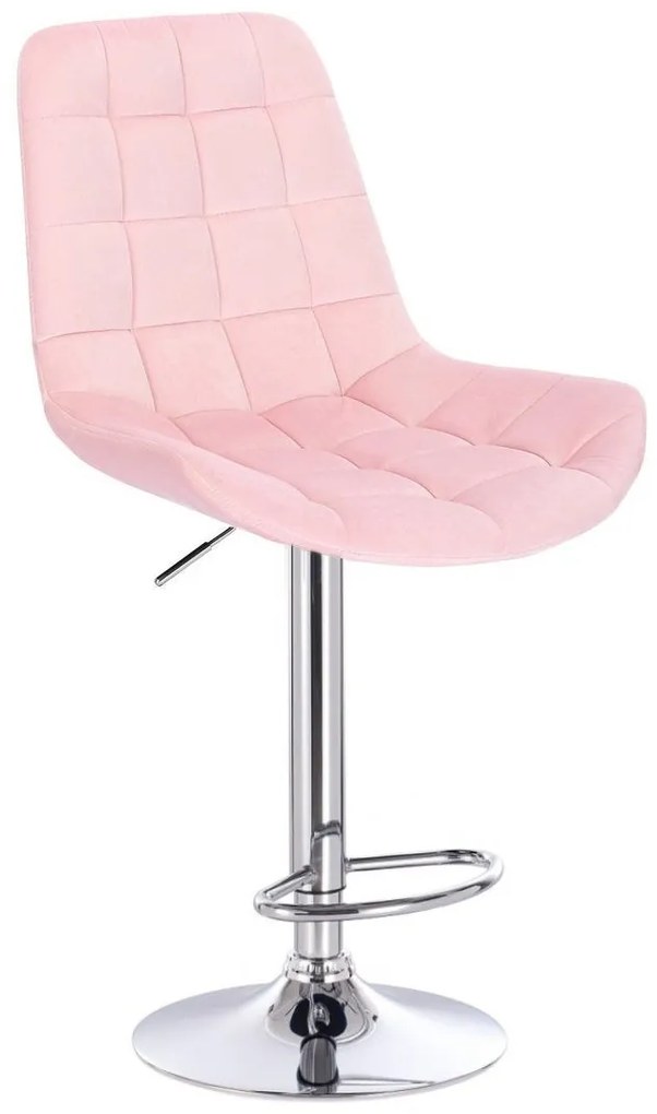 LuxuryForm DESIGN Barová židle PARIS VELUR na stříbrné kulaté podstavě - světle růžová