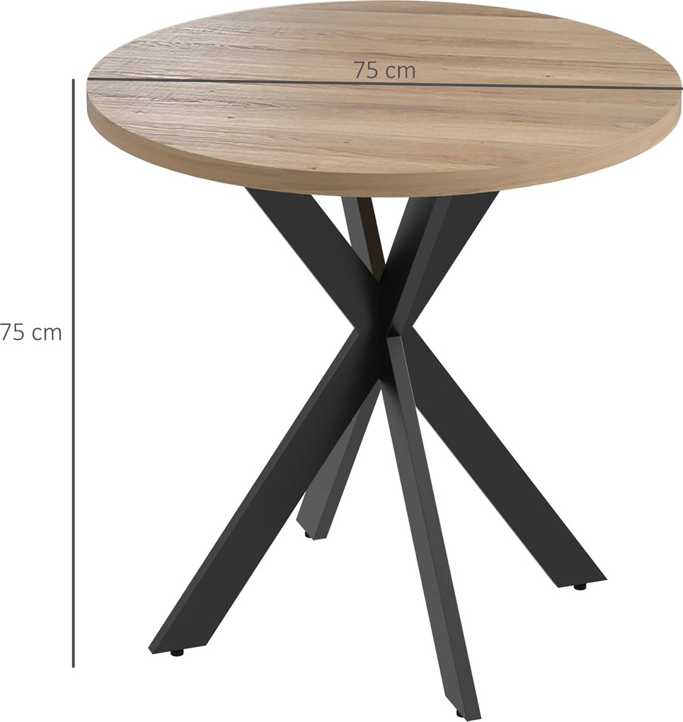 HOMCOM Kulatý jídelní stůl 75 x 75 cm, kuchyňský stůl pro 2-4 osoby, moderní jídelní stůl s pavoučím nohou, hnědá
