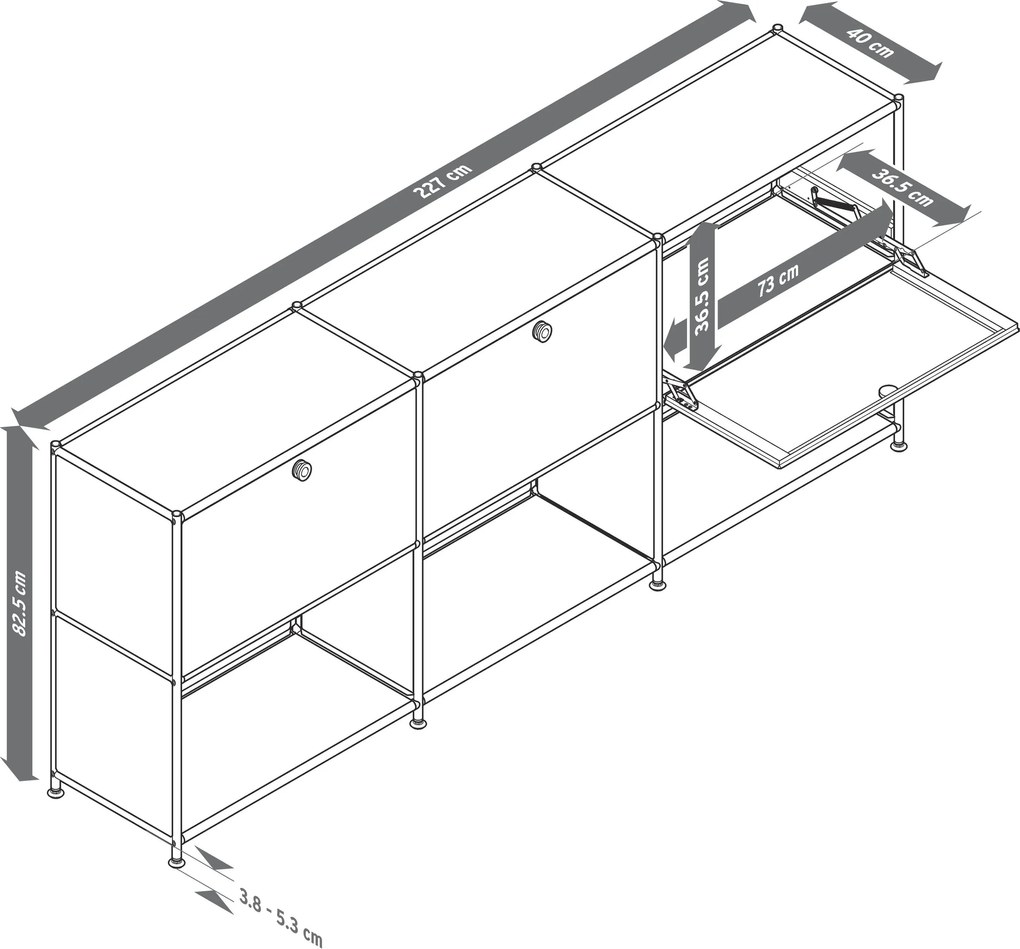 Tchibo - Kovová odkládací skříňka »Cn3« se 3 přemístitelnými výklopnými dvířky - barva: bílá