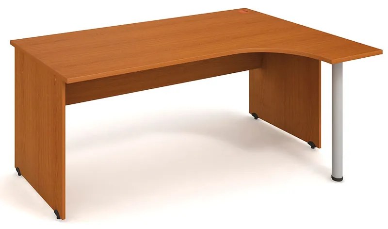 HOBIS Rohový kancelářský psací stůl UNI, kovová noha, 1800 x 1200 mm, levý, třešeň