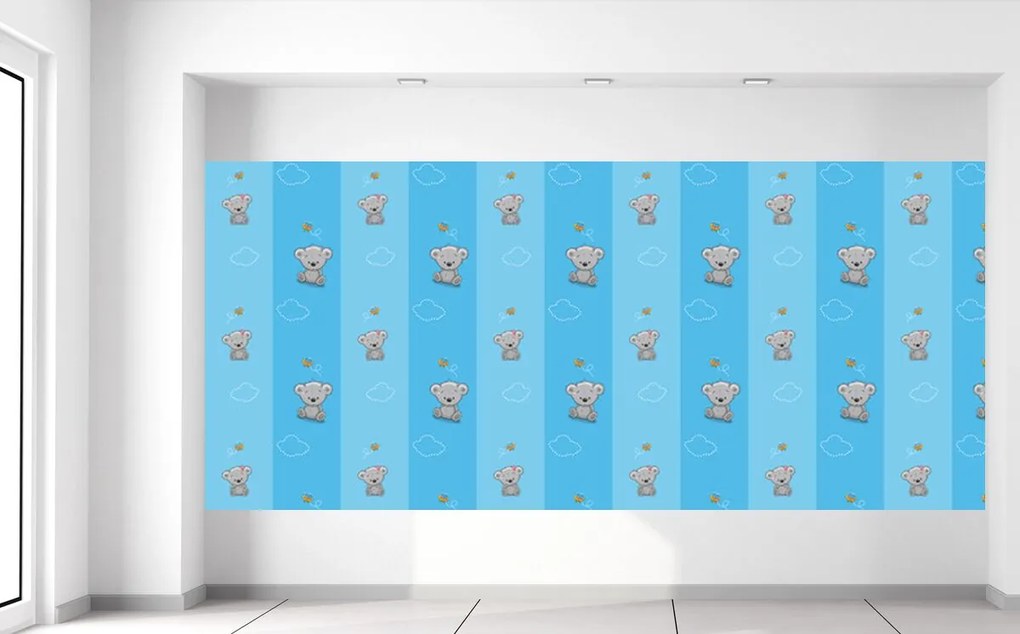Gario Fototapeta Udivený medvídek a obláčky Materiál: Latexová, Velikost: 536 x 240 cm