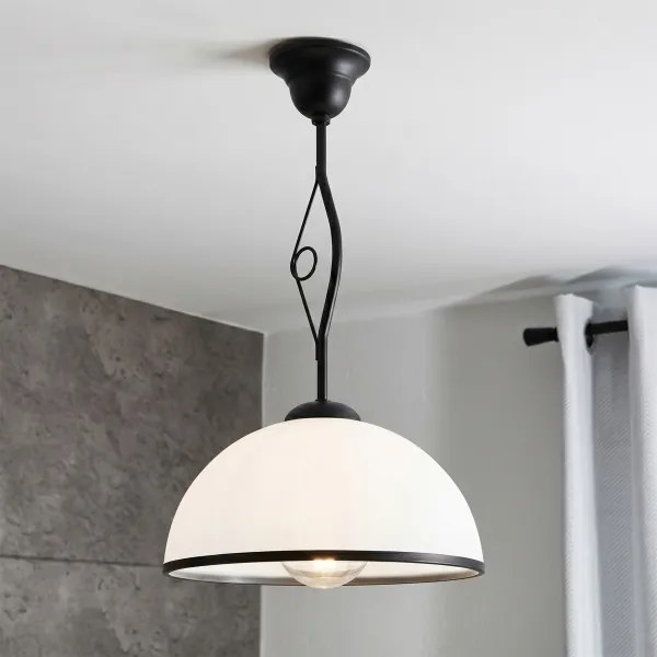 Lustr na tyči RETRO 1xE27/60W/230V černá/bílá