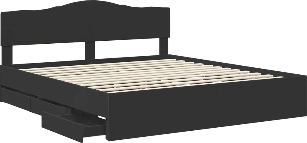 Rám postele se zásuvkou Černá 200 x 200 cm Inženýrské dřevo 3412971