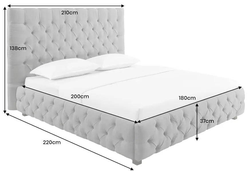Massive home | Postel PARIS CHESTERFIELD 180x200cm - šedá