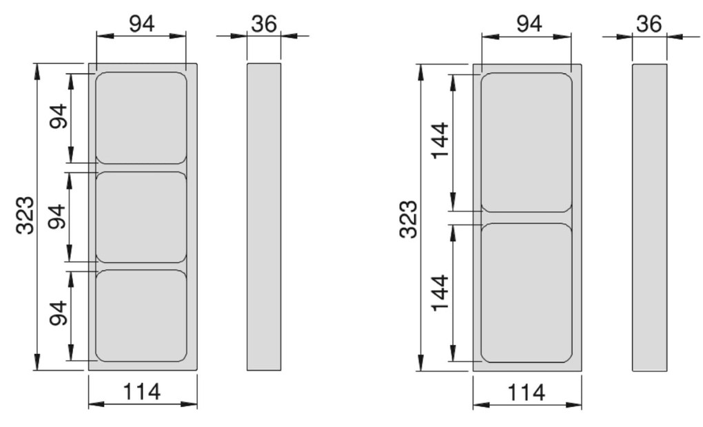 Sapho LINDO boční organizér, sada 2ks, 114x323mm, plast, antracit - LD002