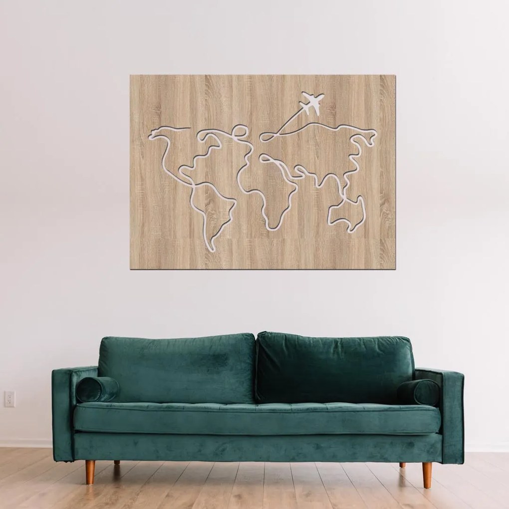 dřevo života Dřevěná mapa světa CESTA Barevný vzor: Černá, Velikost map: 80x59