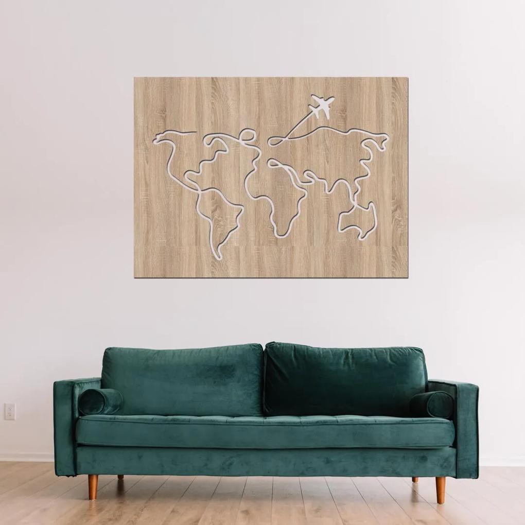 dřevo života Dřevěná mapa světa CESTA Barevný vzor: Javor, Velikost map: 60x44