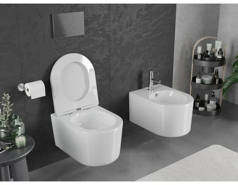 Mexen Sofia, závěsná WC mísa 490x360x355 mm, Rimless Tornádo, bílá lesklá, 3354XX00T