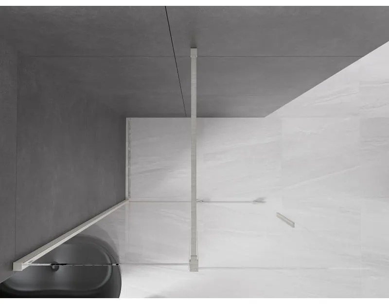 Mexen Velar, sprchová zástěna s posuvnými dveřmi Walk-in 140 x 200 cm, 8mm čiré sklo, broušená ocel, 871-140-000-03-97