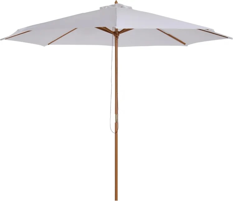 Slunečník Ø 300 cm, jedlové dřevo/bambus/polyester, UV a voděodolný, krémově bílý 01-0244