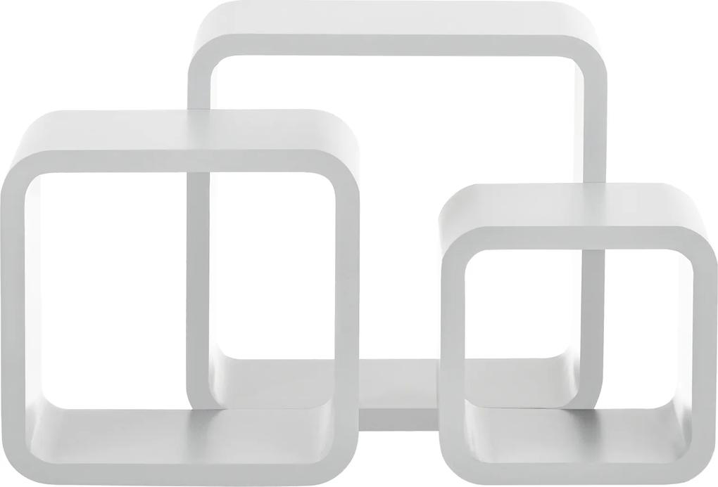 [en.casa]® Třídílná sada designových polic na zeď - bílá - model 4