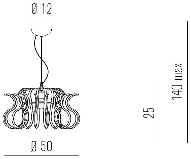 Metal Lux 234.150 Wave, závěsné křišťálové svítidlo, 6x40W G9, prům. 50cm