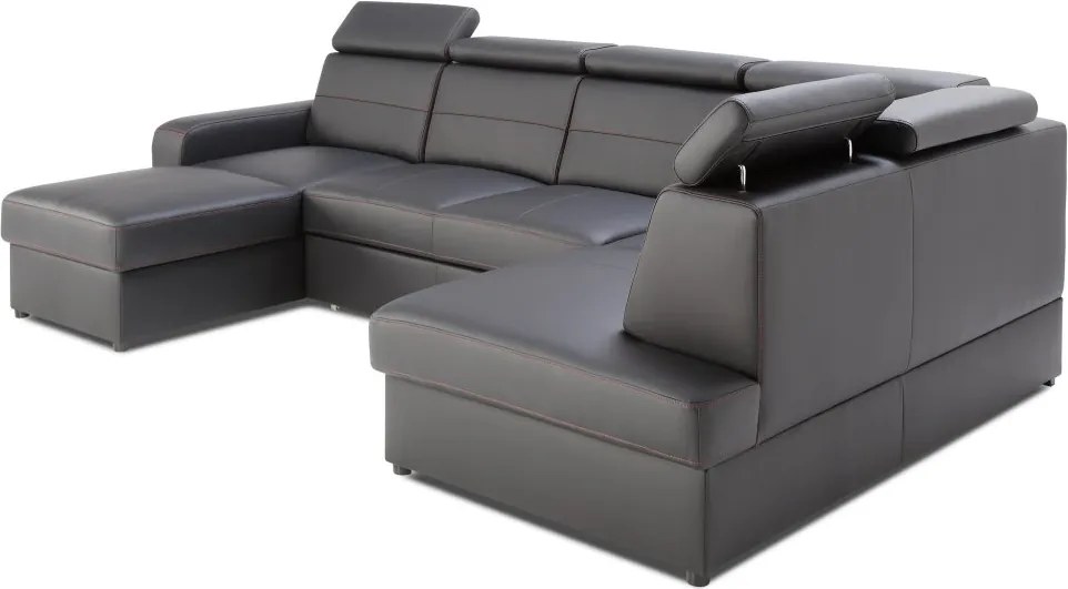 Rozkládací rohová sedačka BALAGA U 325x185 - výběr barev kůže pravý roh šedá