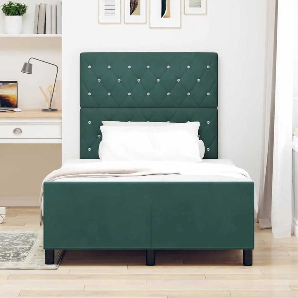 Postel s boxspringem s čelo Tmavě zelená 120 x 200 cm samet 3344864