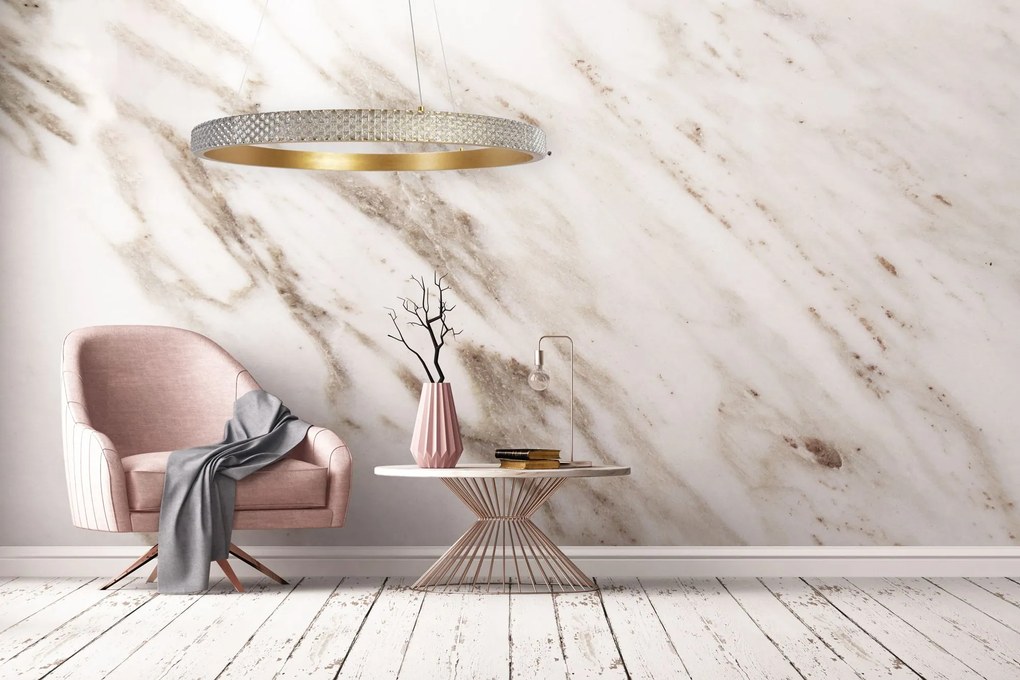 Toolight Toolight, LED křišťálové závěsné svítidlo 60x60 cm APP1203-CP, zlatá, OSW-04592