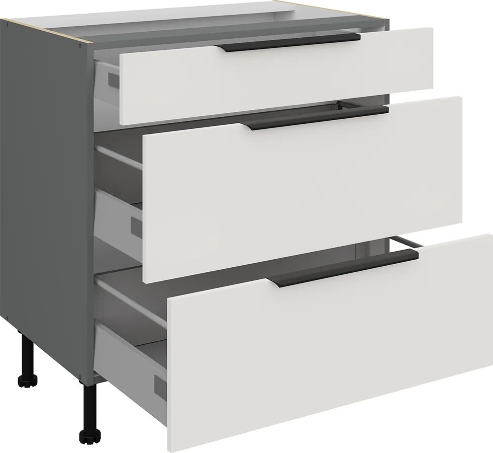 ARIA aw | dolní skříňka 80 D 3S zásuvková | 80 cm | PREMIUM BOX | antracit/bílá