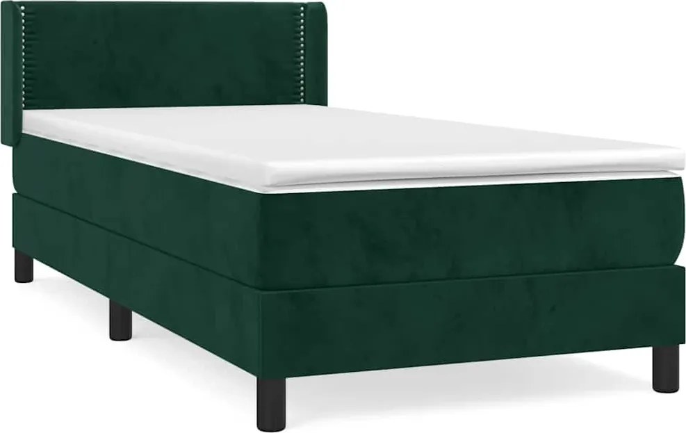 Box spring postel s matrací tmavě zelená 80 x 200 cm samet 3130868