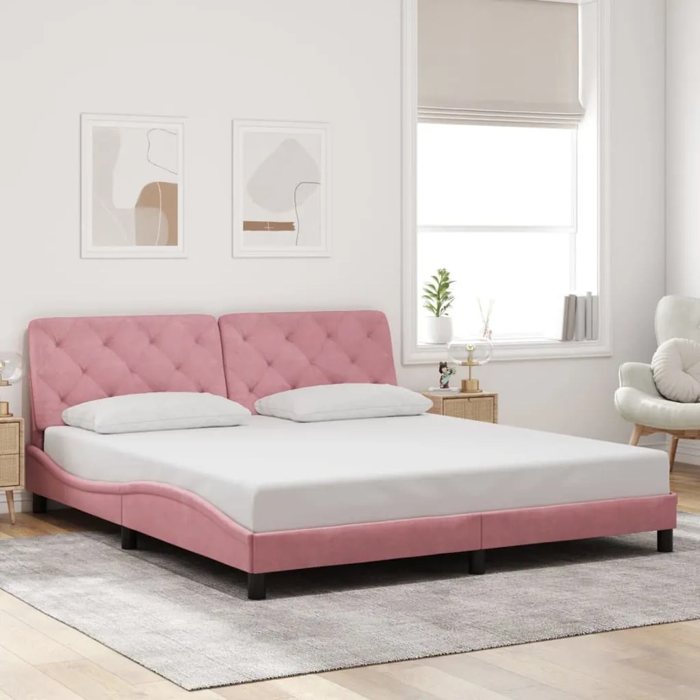 Rám postele bez matrace růžový 180x200 cm samet 3207940