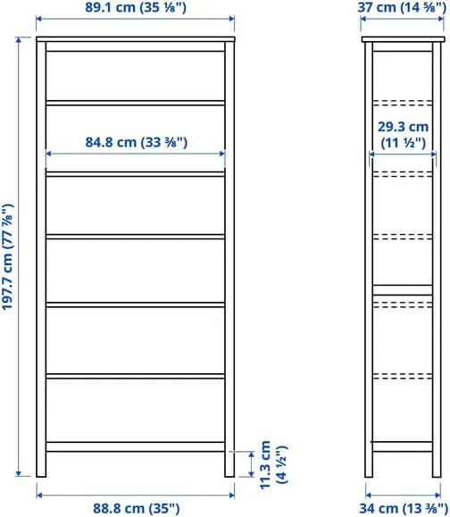 HEMNES Knihovna, bílé mořidlo/světle hnědá, 90x197 cm