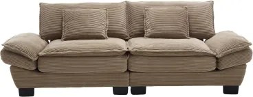 Aosom Moderní dvoumístná látková pohovka, pro obývací pokoj/spižínu/kancelář, 224 x 81 cm, khaki