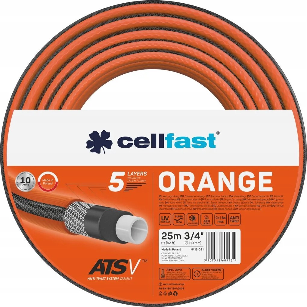 Zahradní hadice 3/4 25 m Cellfast Orange Atsv 15-021