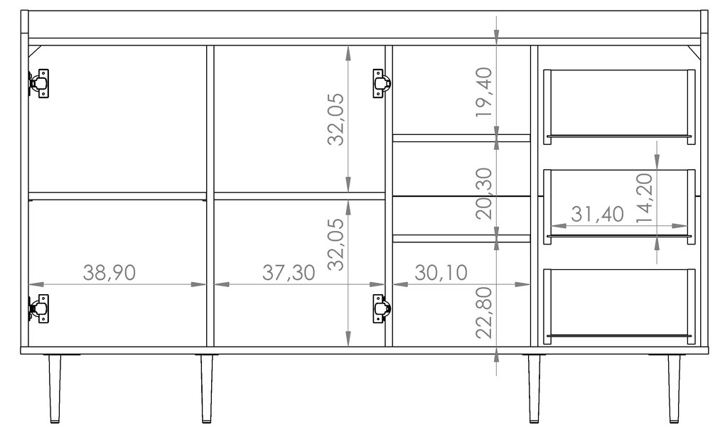 GiB Meble KOMODA VASINA K2D3SZ / KOMODA