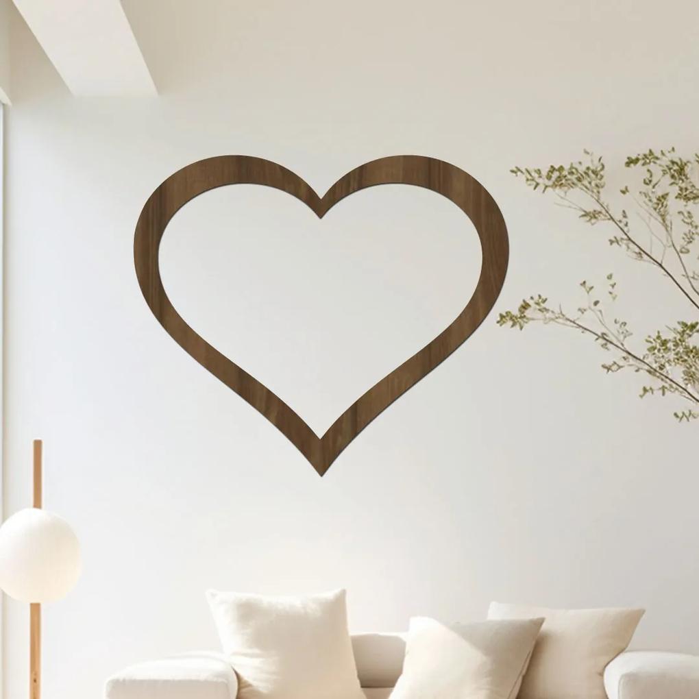 dřevo života Dřevěné srdce na zeď Barevný vzor: Ořech, Rozměry (cm): 80x68