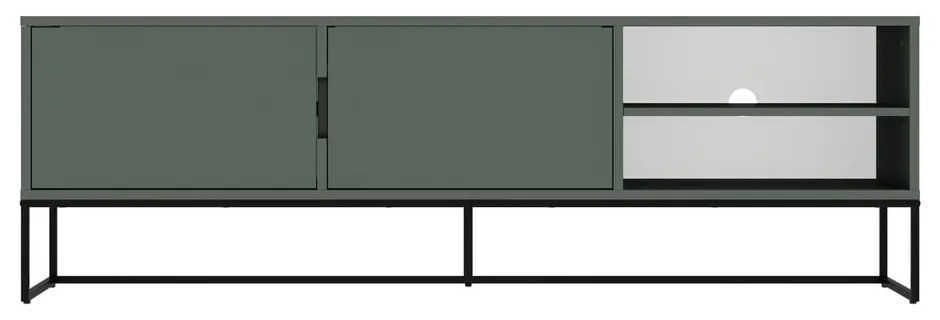 Zelený TV stolek s černými kovovými nohami Tenzo Lipp, šířka 176 cm