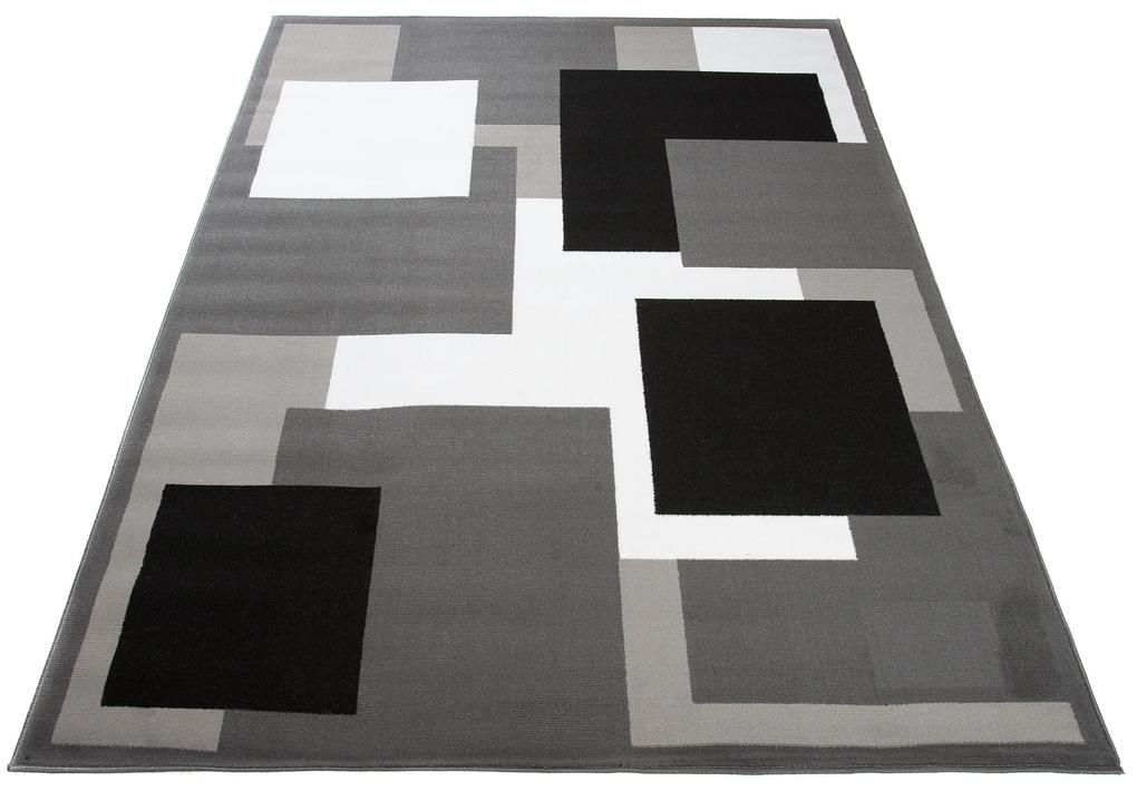 Chemex Moderní koberec Tap - čtverce 3 - tmavě šedý/bílý Rozměr koberce: 160x220 cm