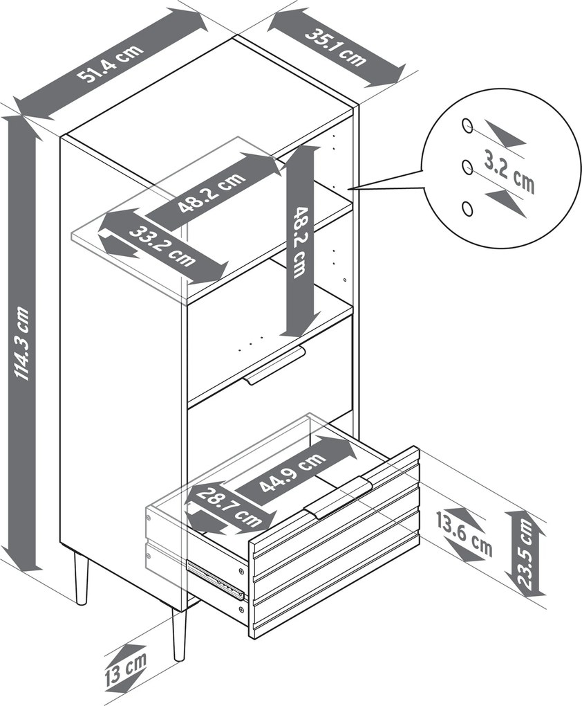 Tchibo - Regál »Baaken« se 2 zásuvkami - barva: černá