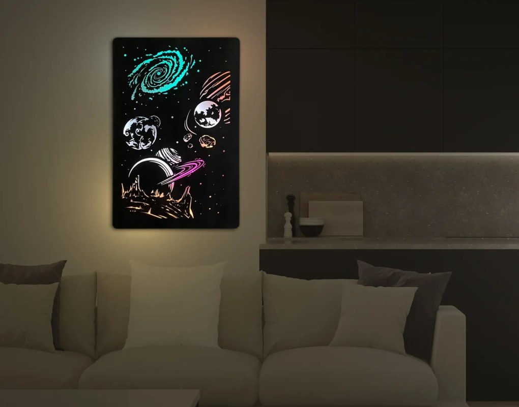 Li-Go "Vesmír" světelný obraz RGB 230V 60x90cm provedení povrchu: dub