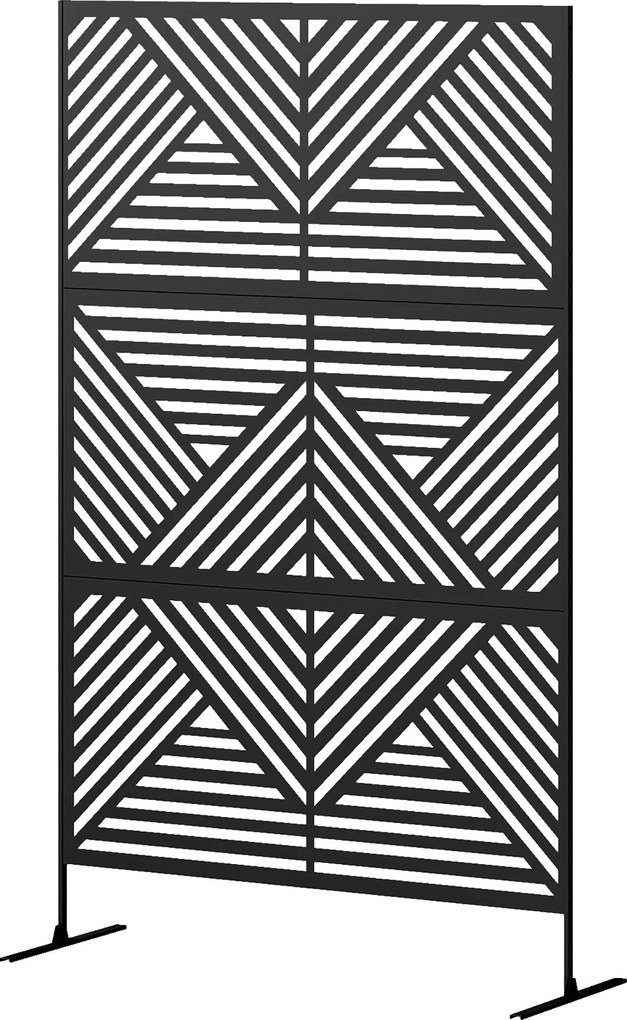 Dekorativní venkovní rozdělovací stěna Outsunny s diamantovými motivy a 2 nohama, vysoká ocelová zahradní stěna pro balkón a terasu, 122x45x198 cm, č…