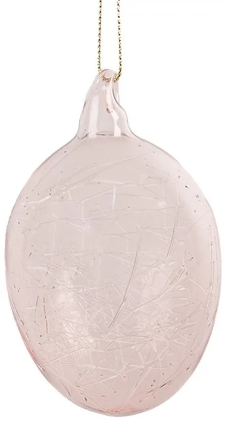 Růžové závěsné skleněné vajíčko Egg - Ø 6*10 cm