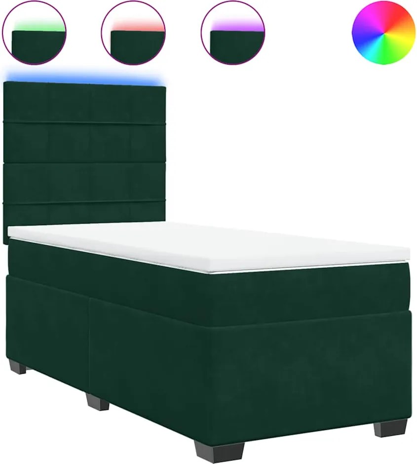 Box spring postel s matrací tmavě zelená 80 x 200 cm samet 3293065