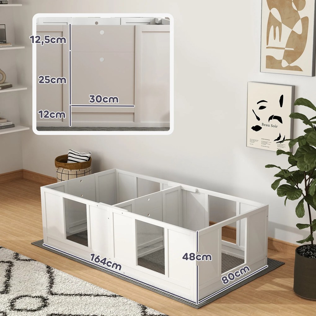 PawHut porodní box pro štěňata, výběh pro štěňata s voděodolnou a omyvatelnou podložkou na ležení, nastavitelná dvířka, ohrádka pro štěňata s dvoupok…