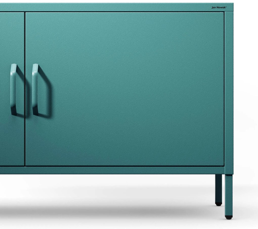 TV stolek kovový na nožkách, mořská modrá, 1150x595x400 mm: ROSA Modern