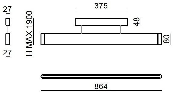 Linea Light 9195 Satori_P, bílé závěsné svítidlo se svícením nahoru/dolu, 25W LED 3000K stmívatelné DALI/PUSH, délka 86cm