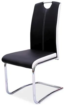 Jídelní čalouněná židle H-341 ekokůže černá, bílé boky, kov chrom