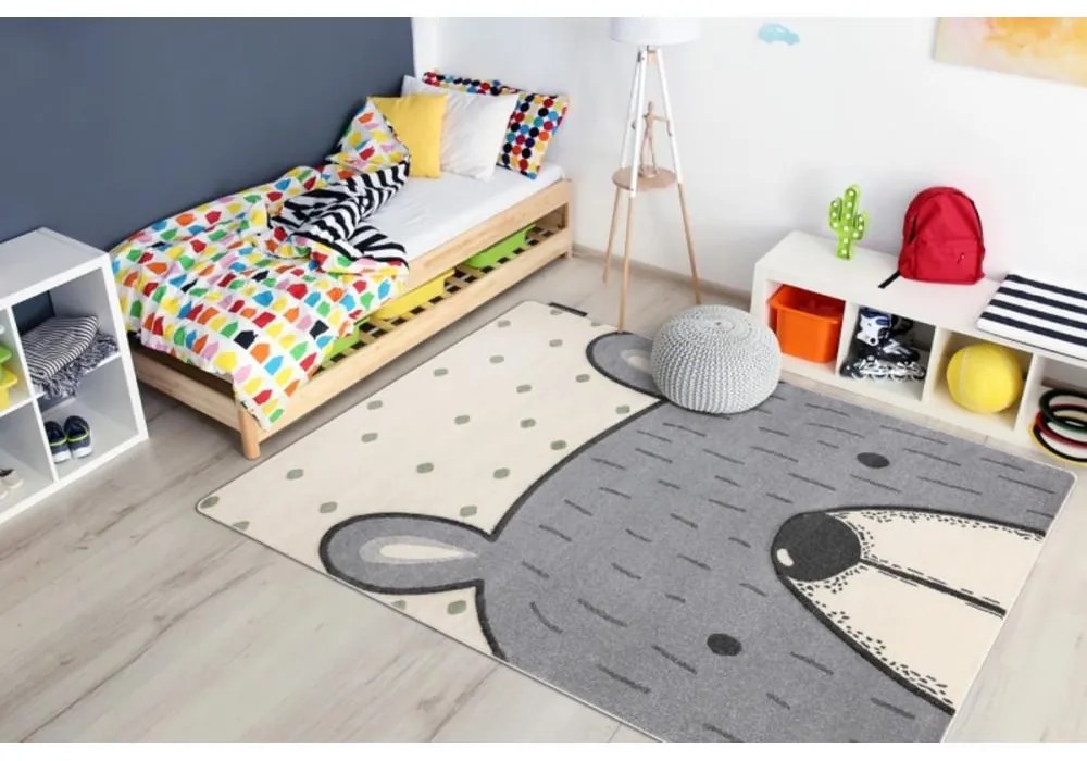 Dětský kusový koberec Méďa šedý 160x220cm