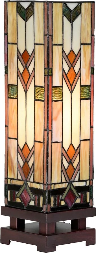 Béžovo-hnědá stolní tiffany lampa Claire - 15*15*54 cm E27/max 1*60W