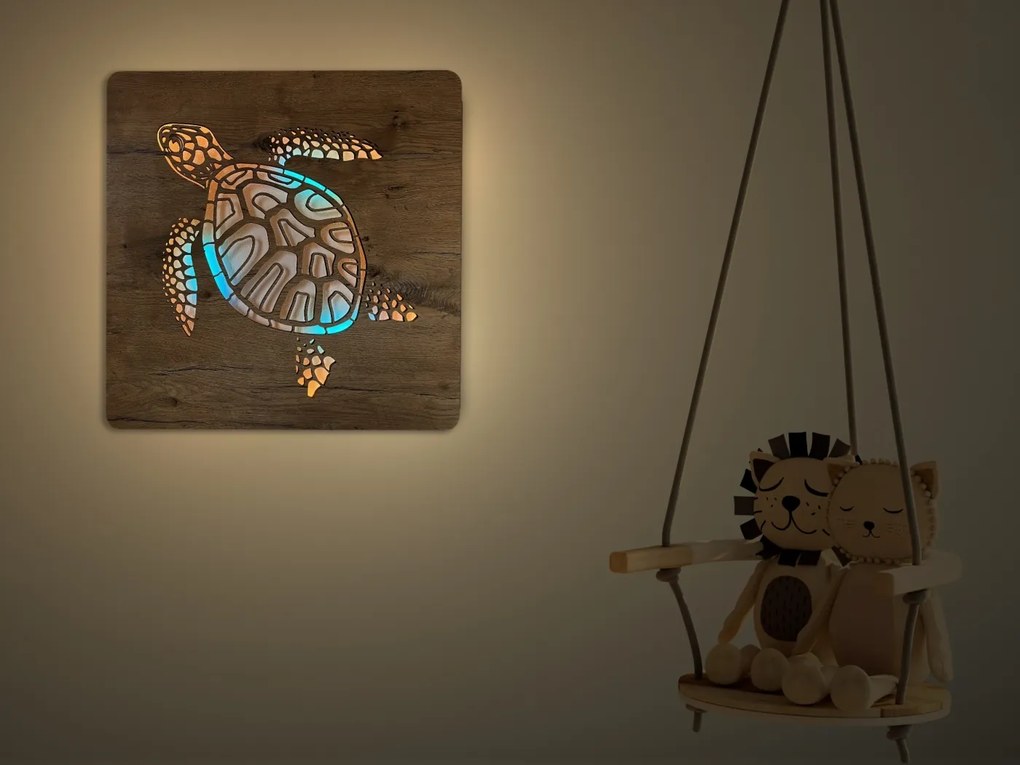 Li-Go "Želva" světelný obraz RGBW s baterií 62x62cm provedení povrchu: bříza