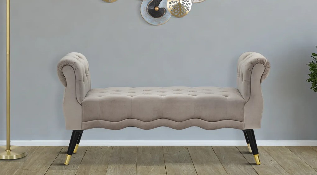 Lavice Paris 120 cm samet šedá/zlatá
