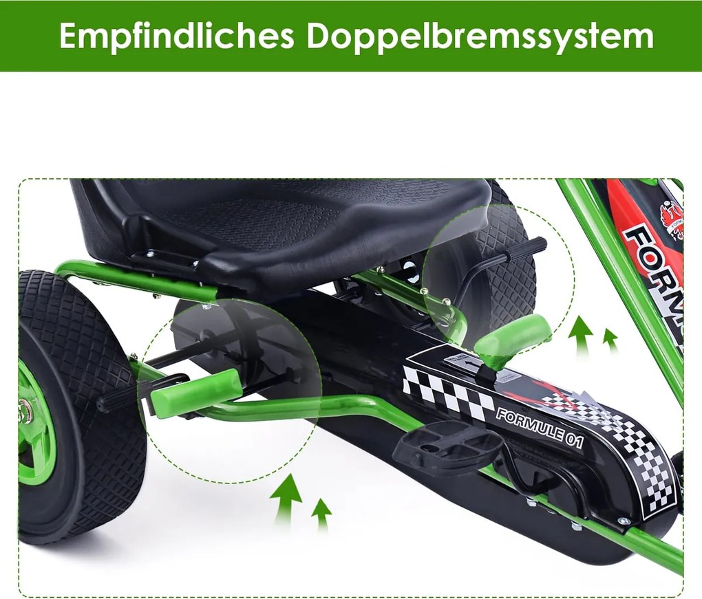Costway Pedal Gokart Pedal-Powered Car Dětské auto s pedálem zelená +, zelený