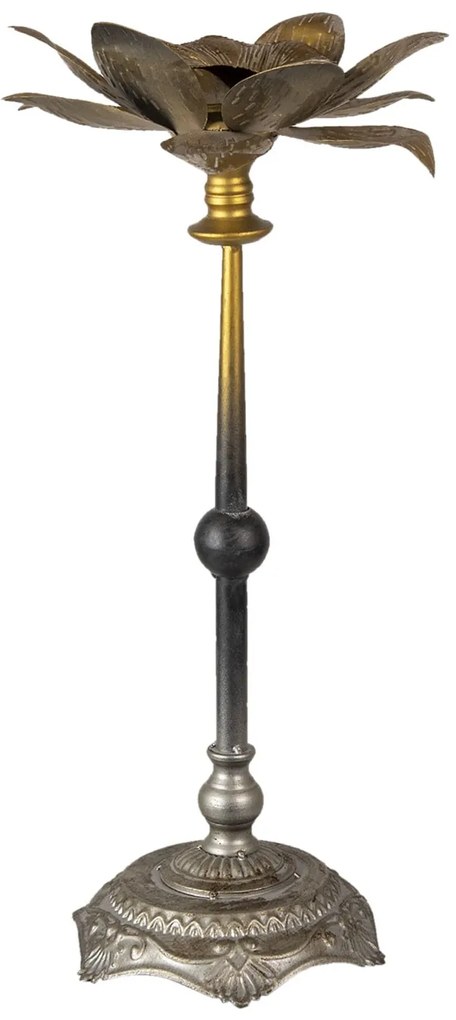 Vícebarevný kovový svícen s květem Fabienne -Ø 24*54 cm