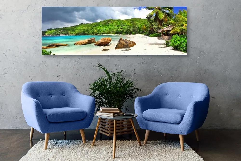 Obraz tropické Seychely - 120x40 cm