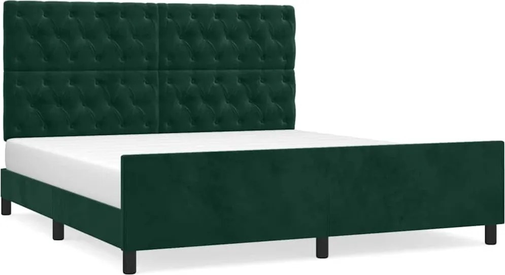 Rám postele bez matrace tmavě zelená 160 x 200 cm samet 3125949